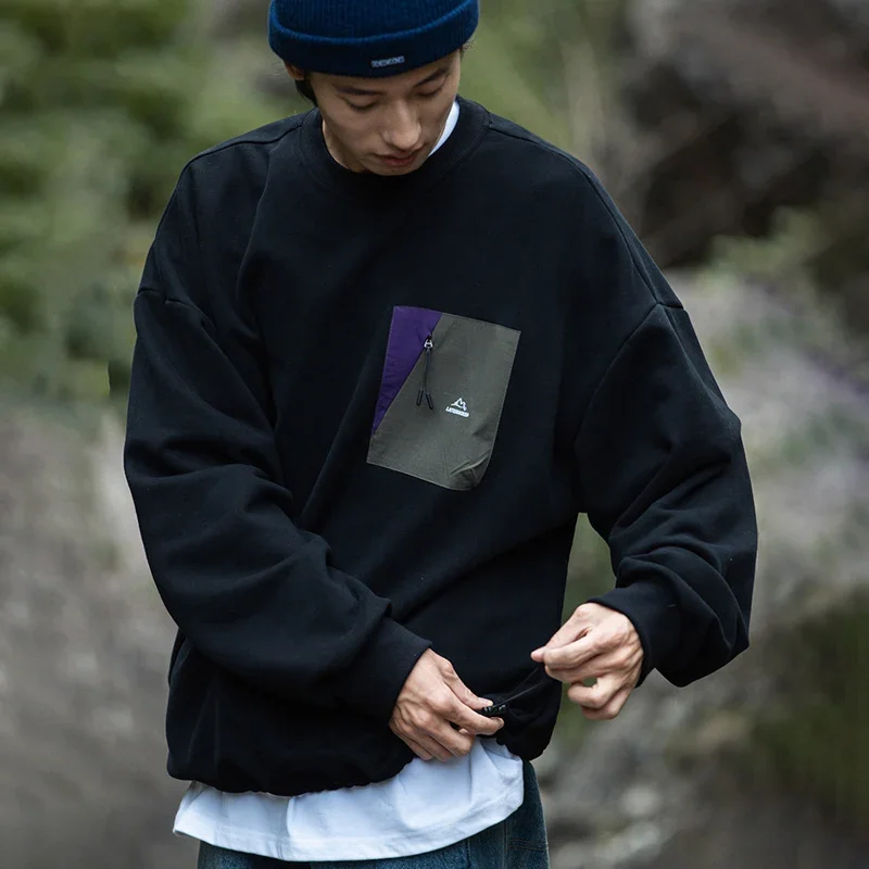 TFETTERS Hem Drawstring Black Sweatshirts Man 2024 Autumn Winter New O ...