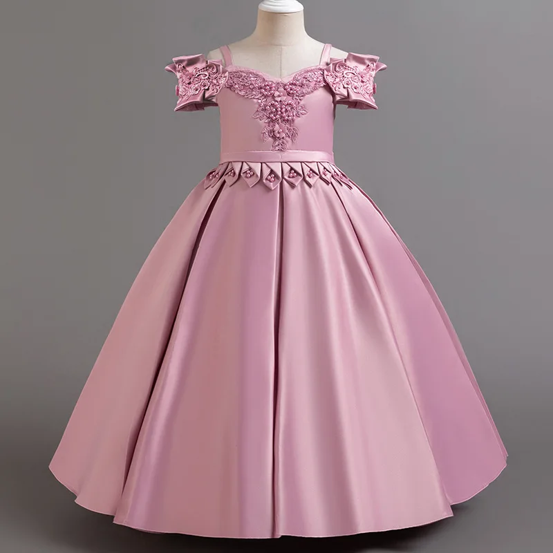 Elegant-Satin-Flower-Girl-Dresses-Pink-Spaghetti-Straps-Sweetheart-Neck ...