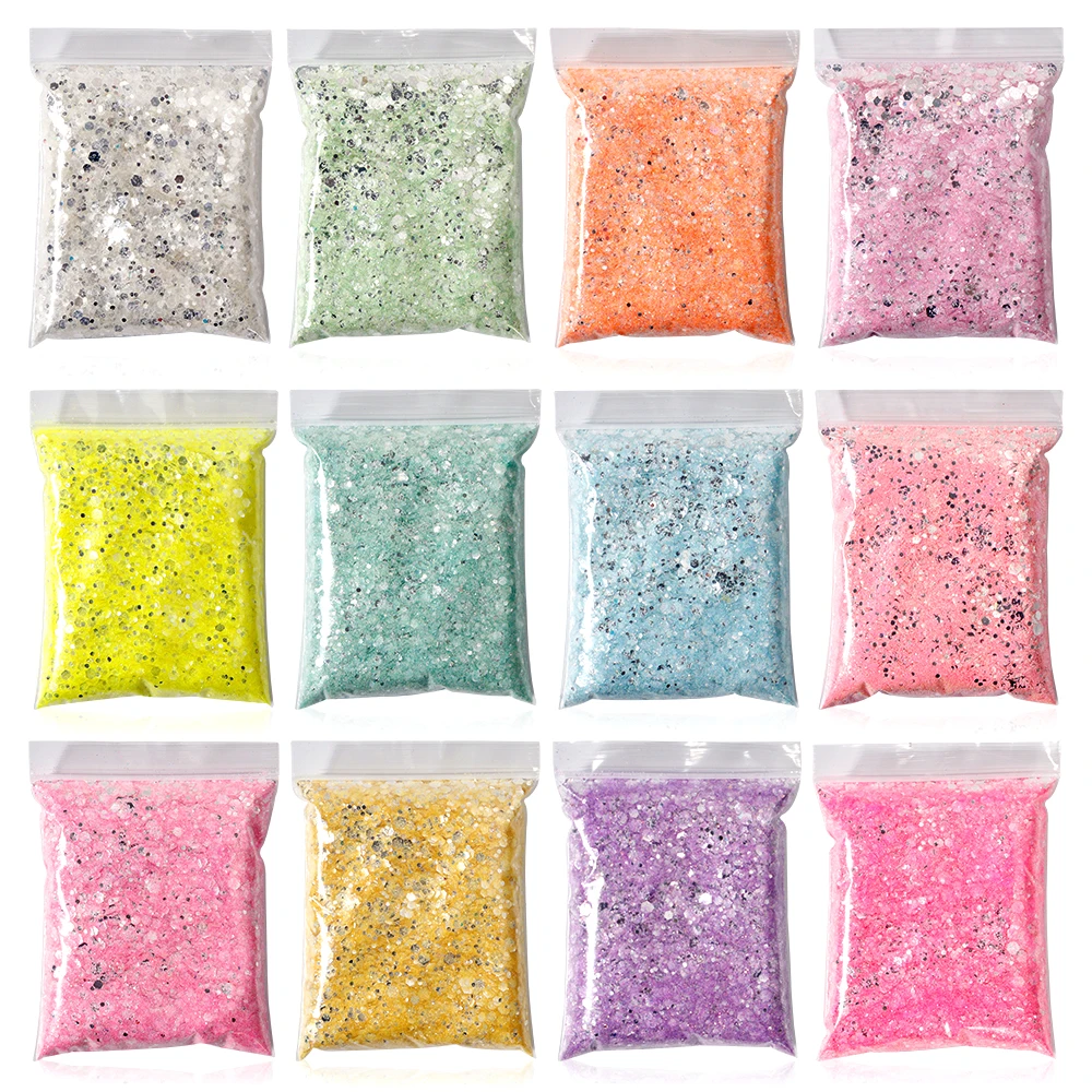 50g176oz백 네일아트 글리터 플레이크 파우더 미러 실버 이펙트 샤이닝 팔레트 홀로그램 퓨어 컬러 청키 스팽글