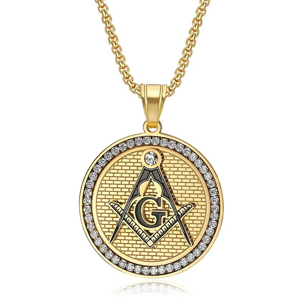 Hip Hop Stainless Steel Masonic Symbol Necklaces & Pendants For Women ...