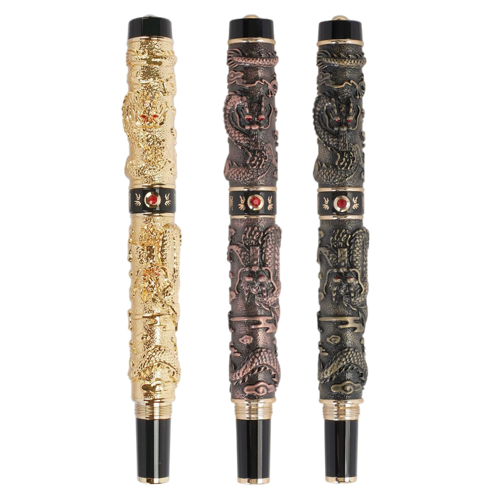 Jinhao-Vintage-Dragon-Fountain-Pen-EF-F-M-Bent-Bronze-Embossed-Writing ...