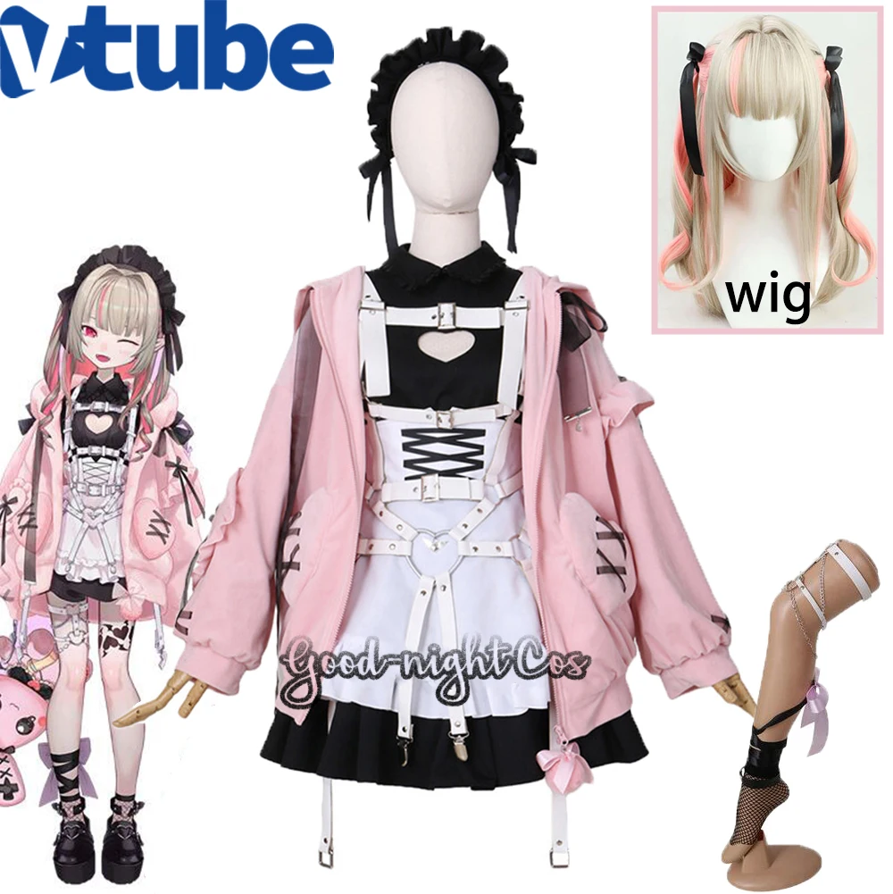 YouTuber-Virtual-VTuber-Makaino-Ririmu-Cosplay-Costumes-Wig-Maid-Apron ...