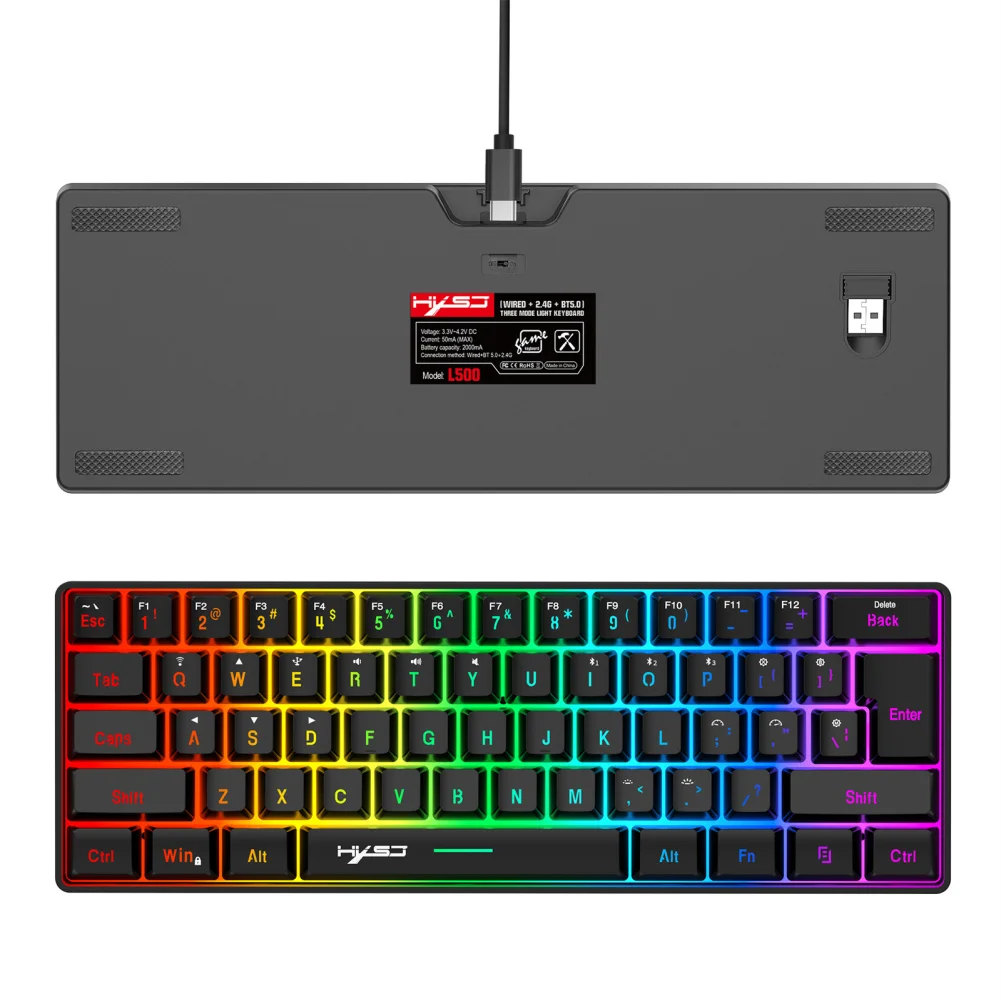 L500-Wired-Wireless-Connection-Gaming-Keyboard-61-Keys-Compact-Computer ...