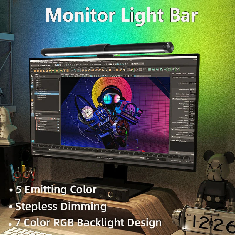 Barra de luz de monitor LED Lâmpada de mesa Luz de tela Luz de leitura ...