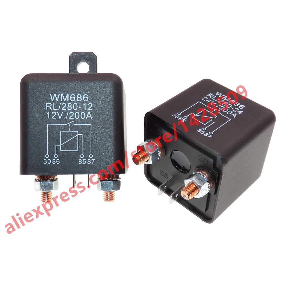 High power 200A/DC12V/24V/48V Relay 4 Pin For Car Auto Heavy Duty ...