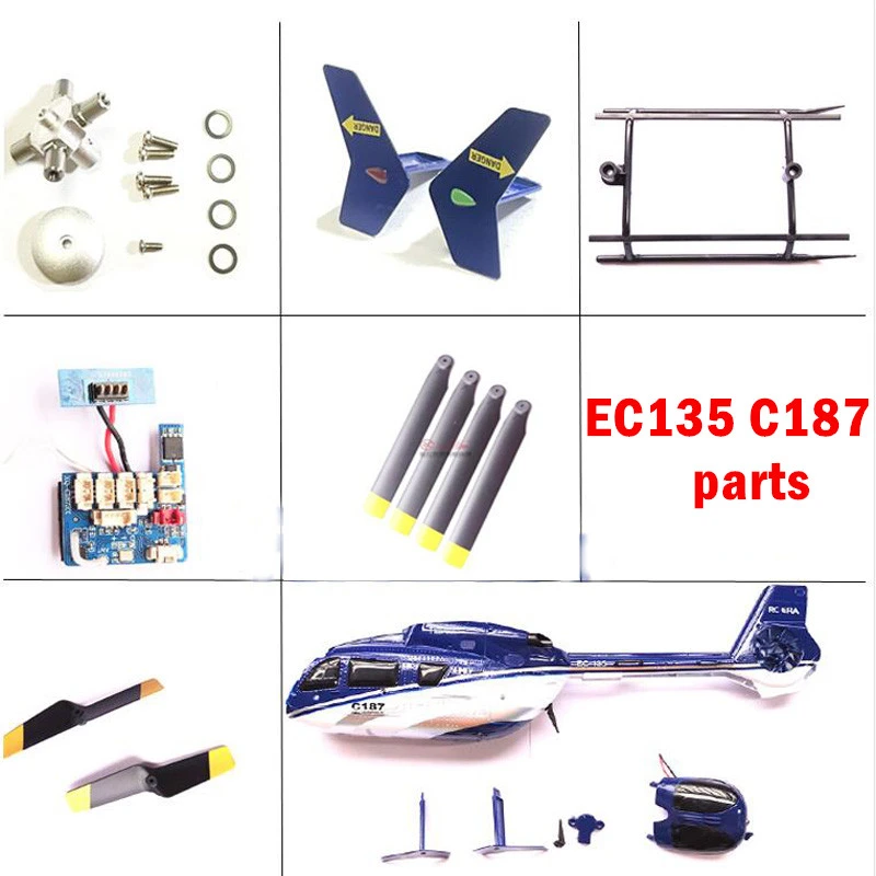 Ec135 C187 Rc Remote-control Aircraft Parts Casing Propeller Tail Rotor Metal Rotor Head Motor ...