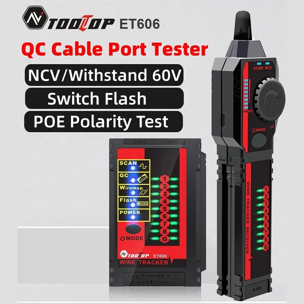 TOOLTOP ET606 Network Cable Tester POE Test 3KM Digital Cable Tracing ...