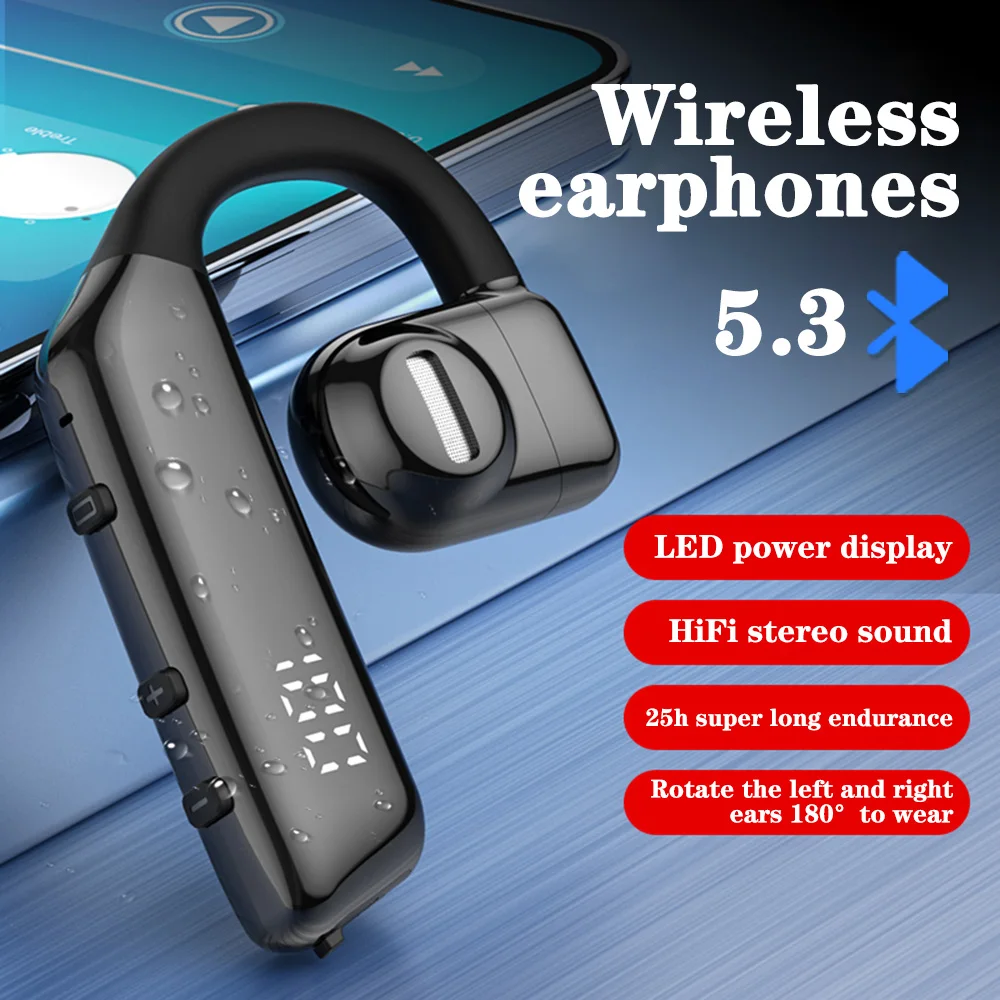 Single-Ear-hook-Wireless-Bluetooth-5-3-Earphone-Smart-Noise-Reduction ...
