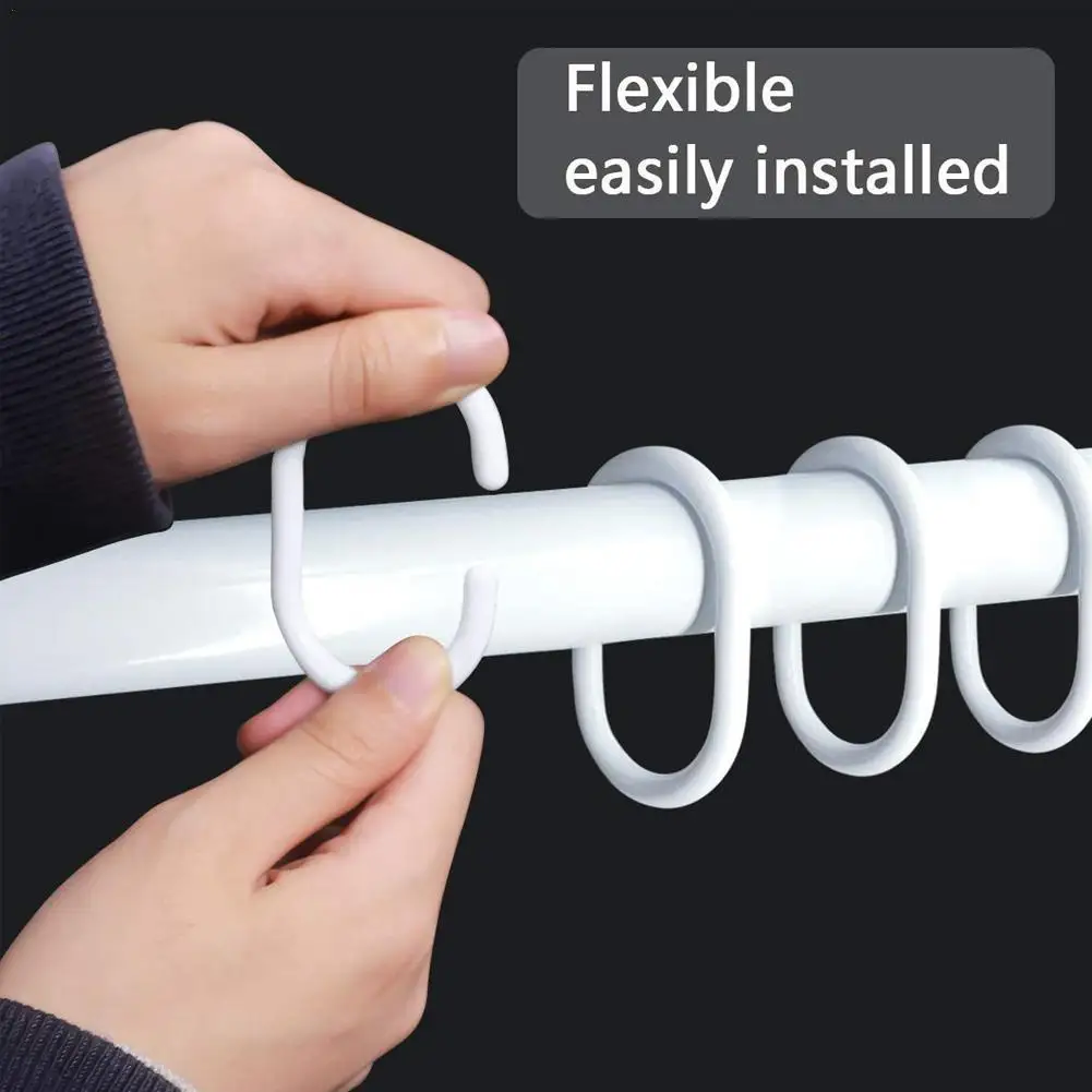 12PCS-Plastic-C-Type-Shower-Curtain-Hook-Hanger-Bath-Drape-Loop-Clip ...