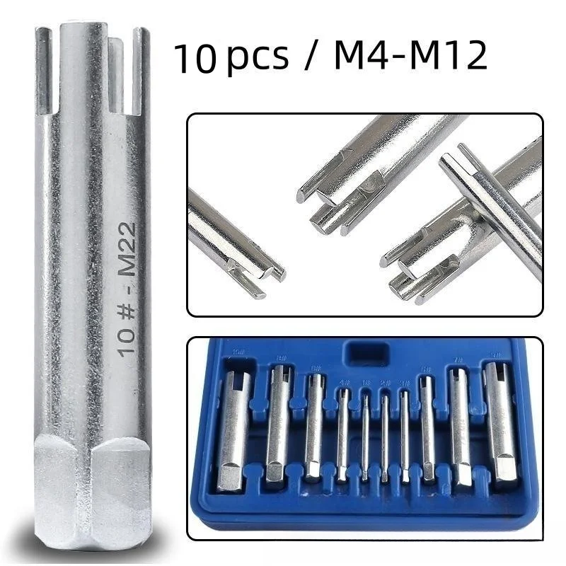 10PCS-Screw-Tap-Extractor-Set-M4-M24-Damaged-Screw-Tap-Remover-Alloy ...
