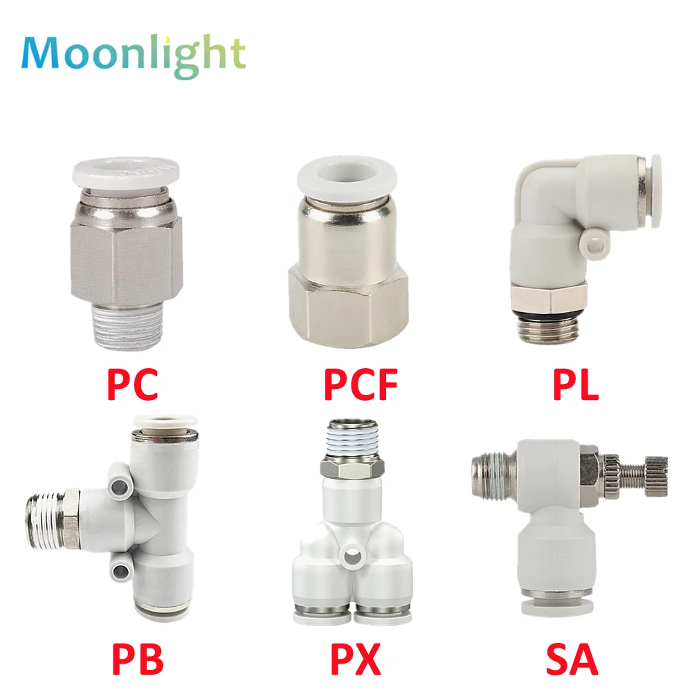Pneumatic-Connector-White-Plastic-Hose-Fitting-Male-Thread-PC-PCF-PB-PL ...