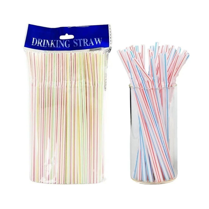 100Pcs Colorido Descartável Plástico Curvo Palhas Beber Suco Leite ...
