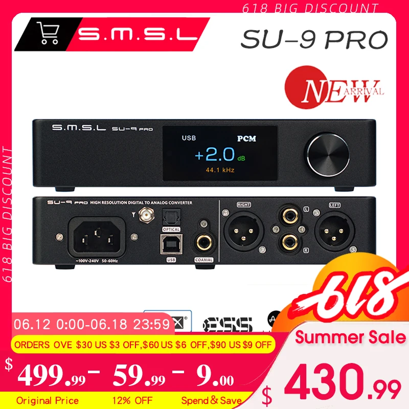 Decodificador de Audio Digital SMSL SU9 PRO, USB, DAC, 32 bits/768kHz ...