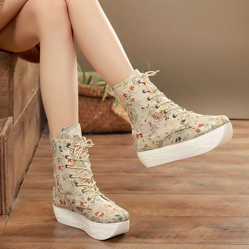 FHC-Ethnic-Style-Women-Ankle-Boots-Embroidery-Flower-Booties-Platforms ...