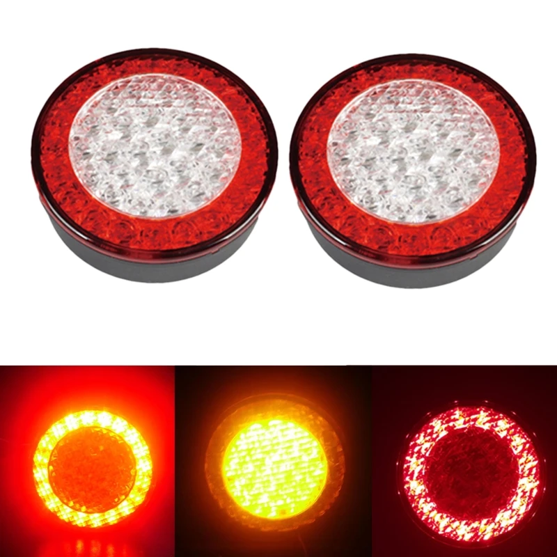 2Pcs-E4-95mm-Truck-Round-Tail-Lights-12V-Red-Amber-LED-Tail-Lamp-For ...