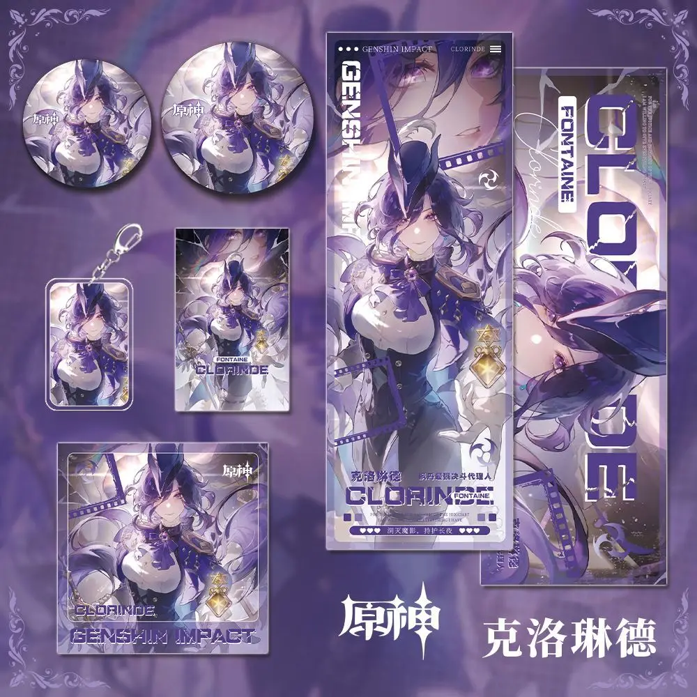 NEW-6Pcs-Genshin-Impact-Clorinde-Figure-Acrylic-Keychain-Brooch-Badge ...