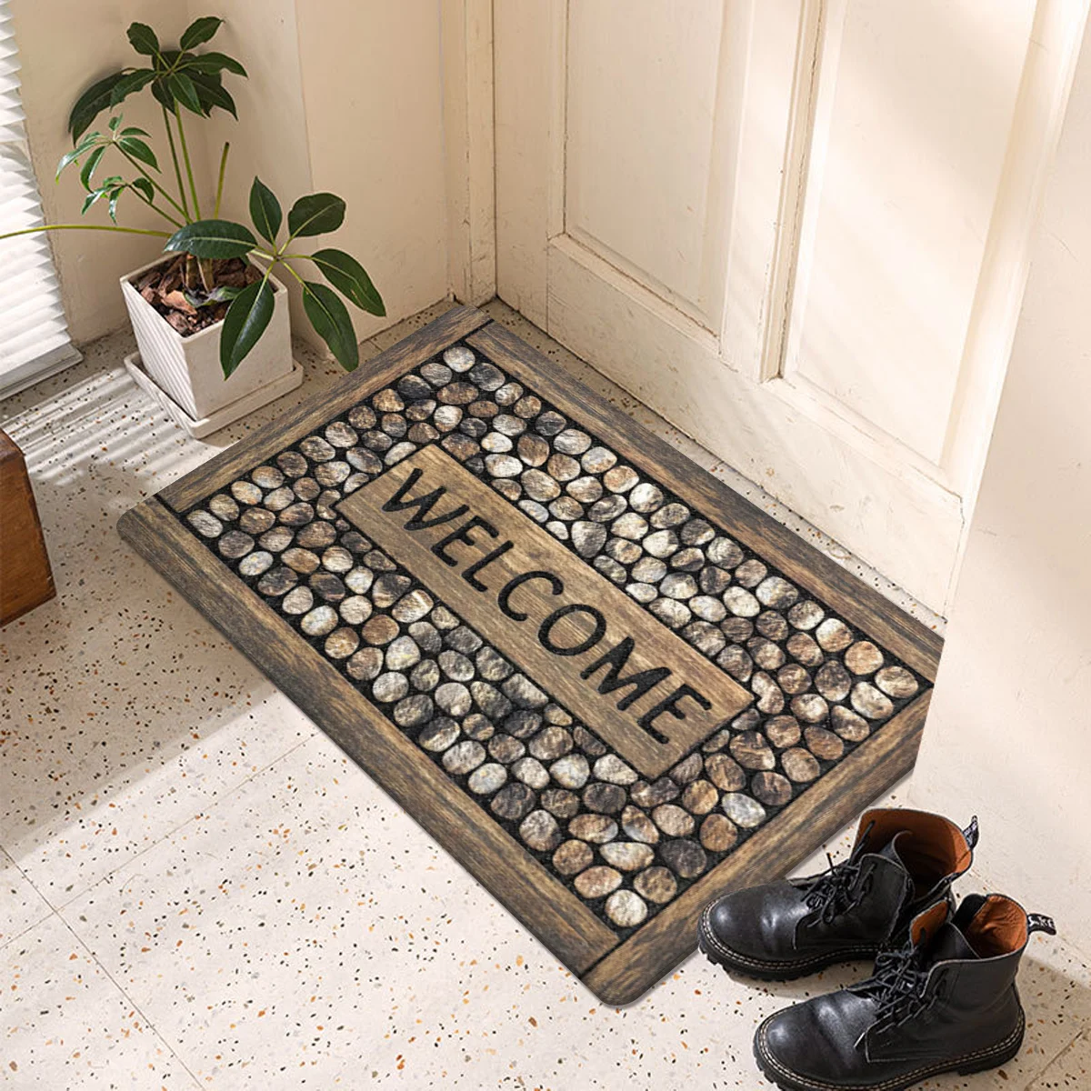 New-carpet-floor-mat-polyester-cobblestone-welcome-pattern-non-slip ...