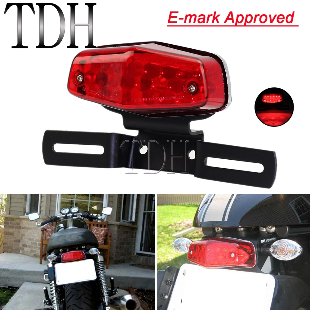 Vintage Lucas Style LED Tail Light W/ License Plate Holder Brake Stop ...