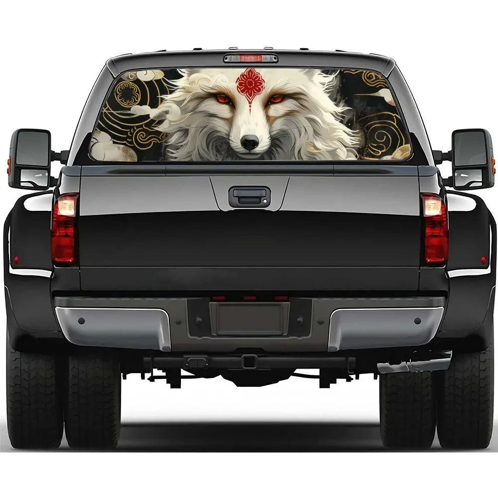 Seductive White-fox Red Totem Eyes Car Rear Windshield Stickers, Truck ...