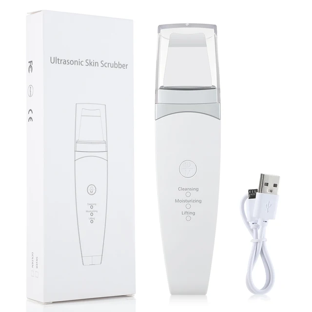 New Ultrasonic Skin Scrubber Facial Spatula Blackhead Remover Deep Face ...