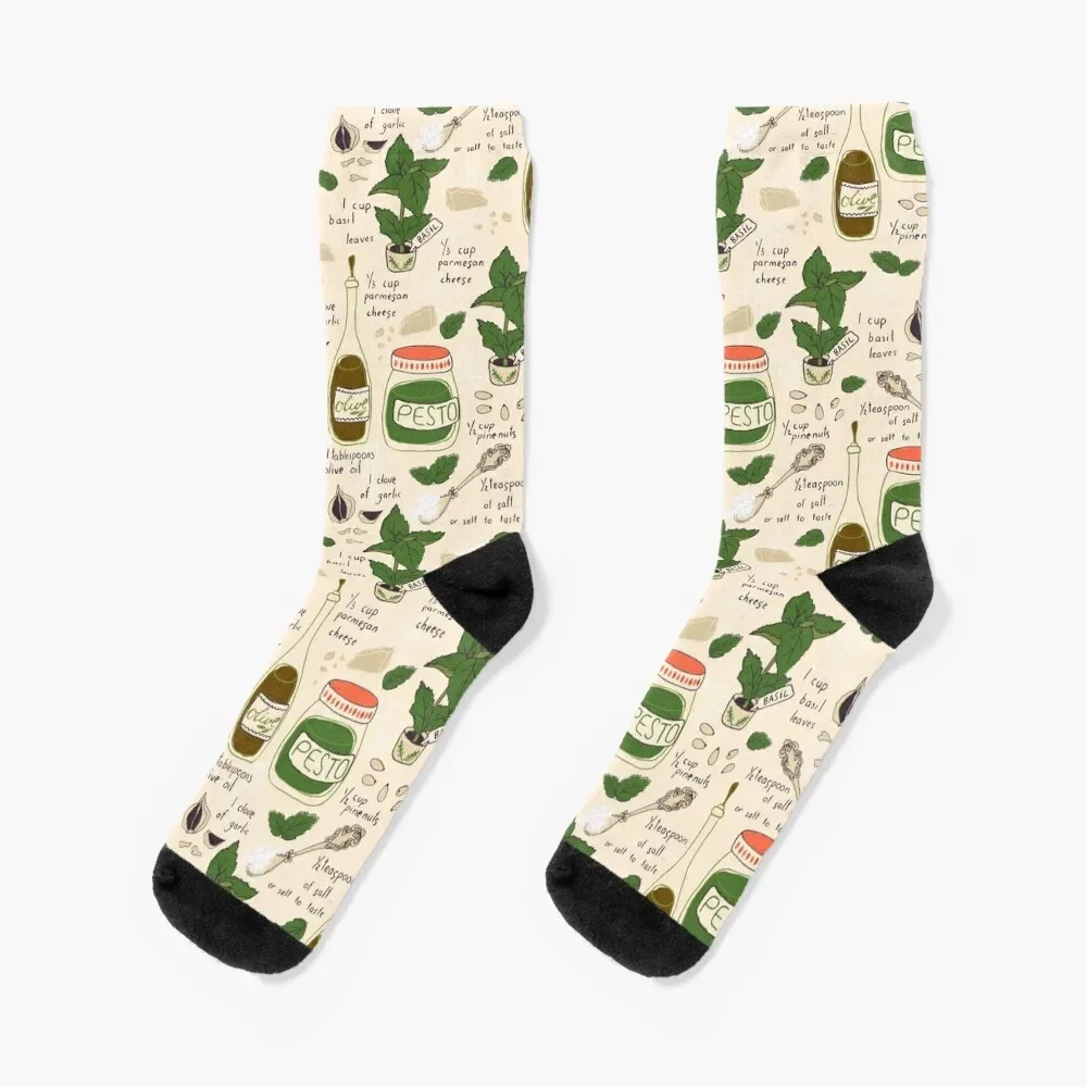 Pesto-Recipe-Ingredients-Cooking-Kitchen-Pattern-Socks-ankle-winter ...