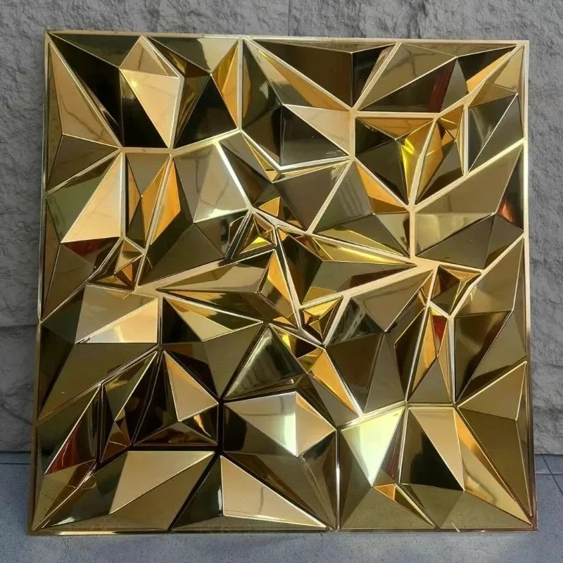 12 PCS 50x50cm Car Metal Plating Color 3D Wall Panel Gold Luxurious ...