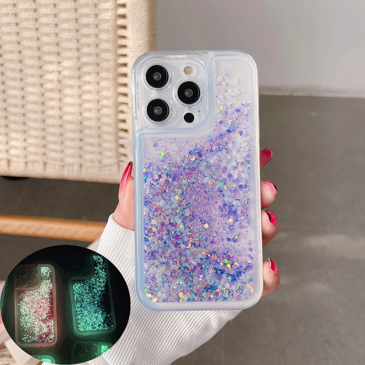 Glow-Dark-Shoous-Glitter-Liquid-Neon-Sand-Phone-Case-Quicksand-Clear ...
