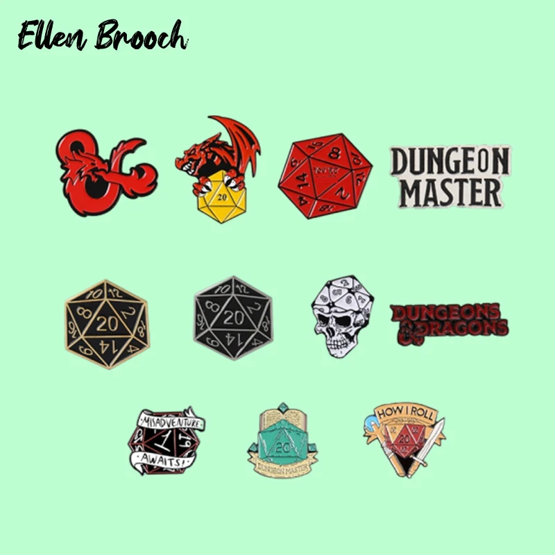Pins For Backpack Bag Dnd Game Enamel Pins Dice Red Dragon Magic Book ...