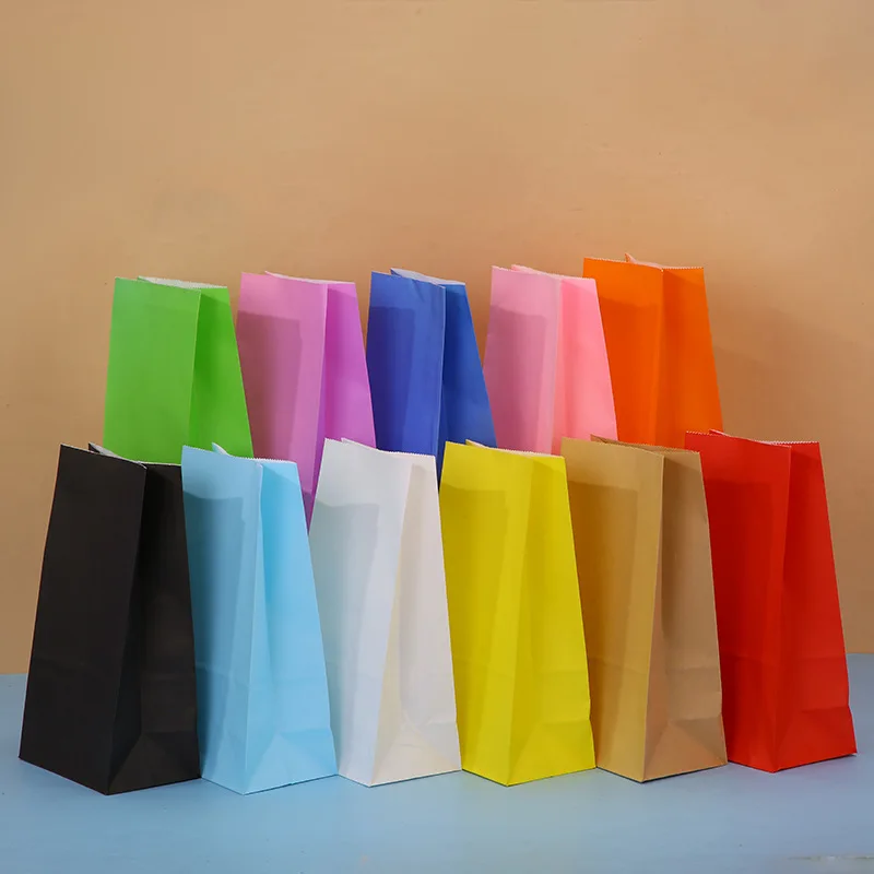 Pure Color Stand Up Colorful Large Kraft Paper Craft Gift Bags Sandwich ...