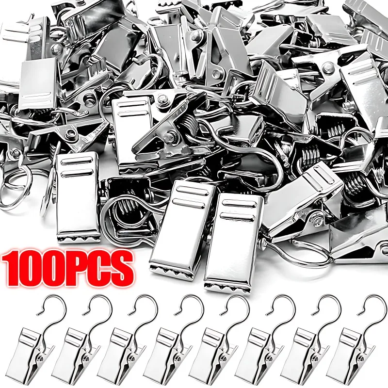 10-100PCS-Stainless-Steel-Curtain-Clips-For-Curtain-Photos-Decor-Wire ...