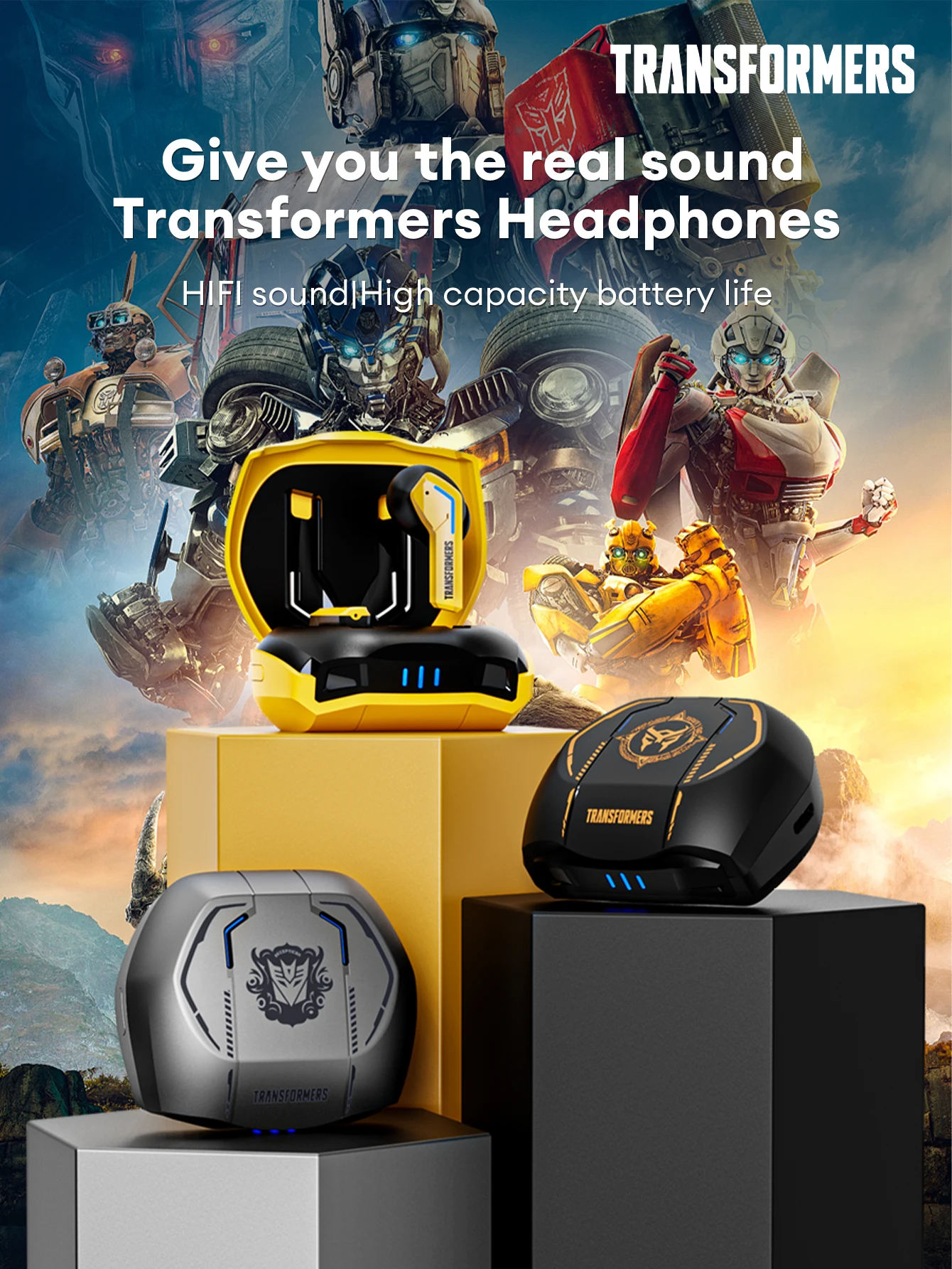 Transformers TF-T06 Wireless Gaming Earphones TWS Bluetooth 5.3 Headset ...