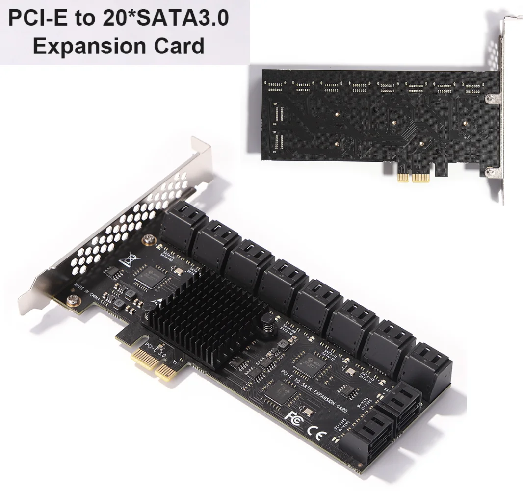 광업 20 포트 SATA 6Gb PCI Express 컨트롤러 확장 카드 PCIe SATA III 변환기 PC 데스크탑 용 PCIE 라이저 어댑터| | - AliExpress