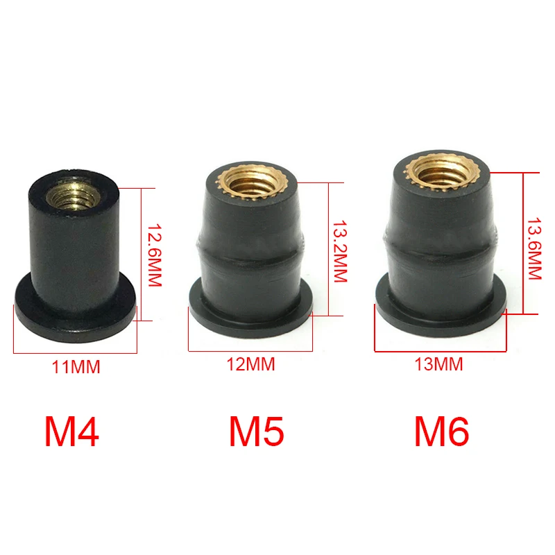 10 pz M4 / M5 / M6 moto gomma pozzo nutsaccessori elementi di fissaggio ...