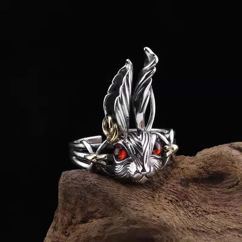 Vintage-925-Silver-Original-Design-Mechanical-Rabbit-Rings-for-Women ...