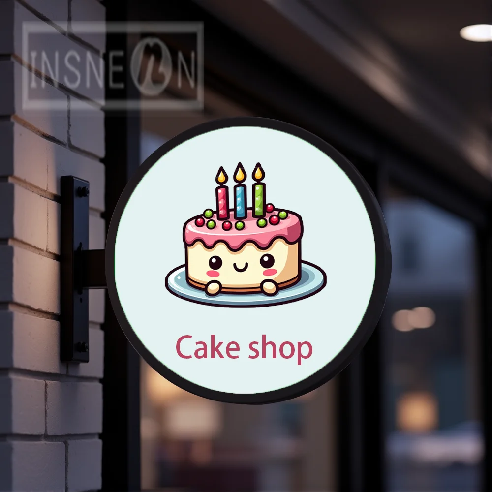 Custom Cake Shop Light Box for Round Acrylic LED Storefront Waterproof ...