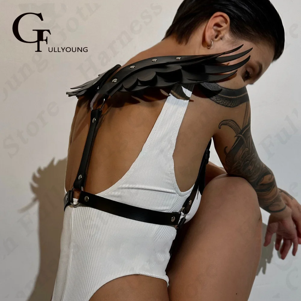 Angel-Wings-Harness-PU-Leather-Harness-Wings-Festival-Rave-Costume-Black-Angel-Wings-Sexy ...