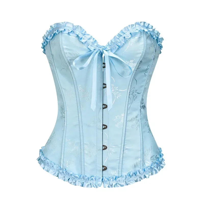 Corsets Bustiers for Women Overbust Corselet Top Sexy Lace up Jacquard ...