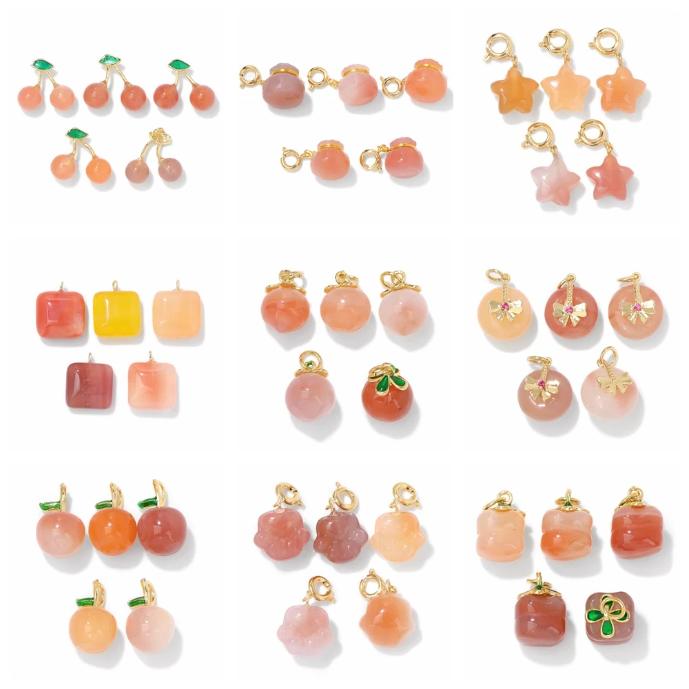 1Pc Natural Stone Orange Agates Pendant Star Square Salt Source Agates ...