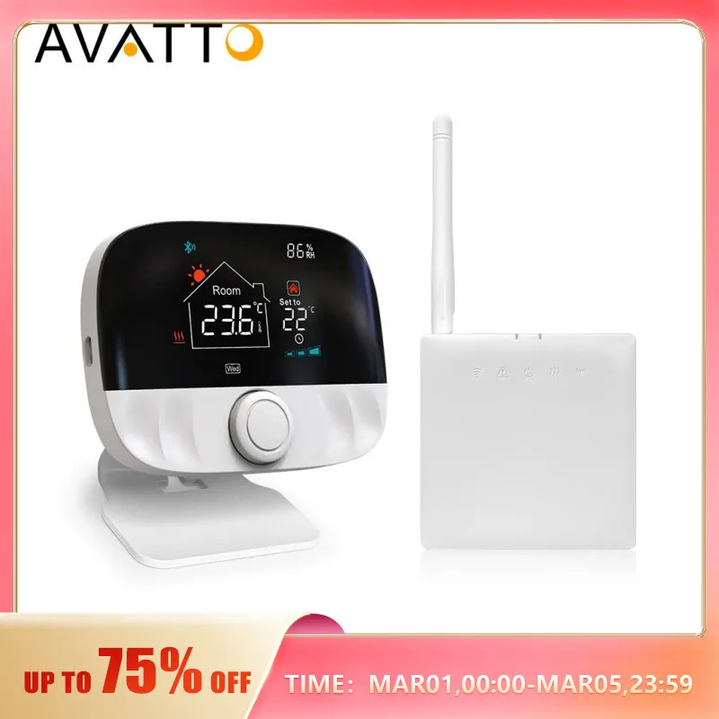 AVATTO Tuya WiFi Smart Thermostat,RF433 Water Gas Boiler and Actuator ...