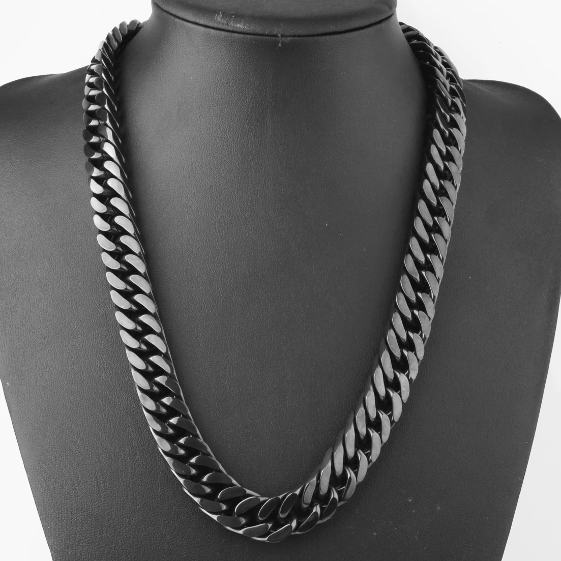 Stainless Steel Cuban Link Chain Necklace For Male 10/12/14/17MM Width ...