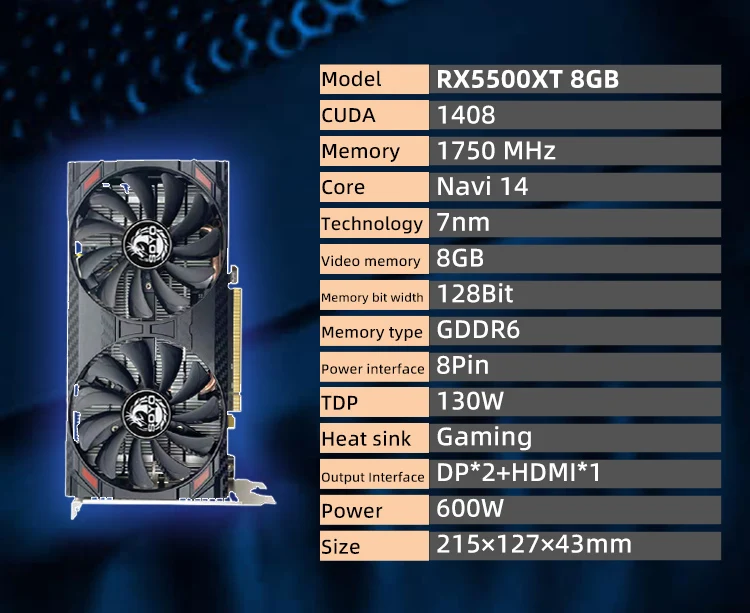 Soyo original amd radeon rx5500xt 8g placa gráfica gddr6 memória nova ...