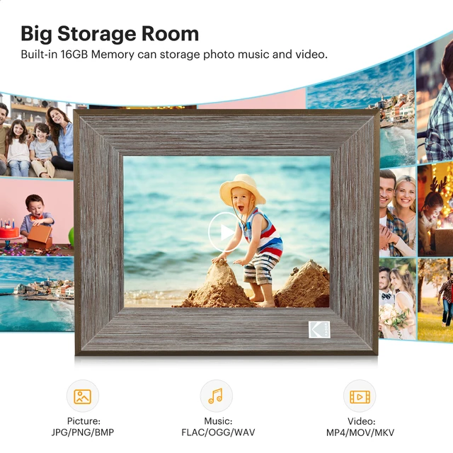 Kodak 8 Inch Digital Photo Frame 1024*768 IPS Touch Screen 16GB Memory ...
