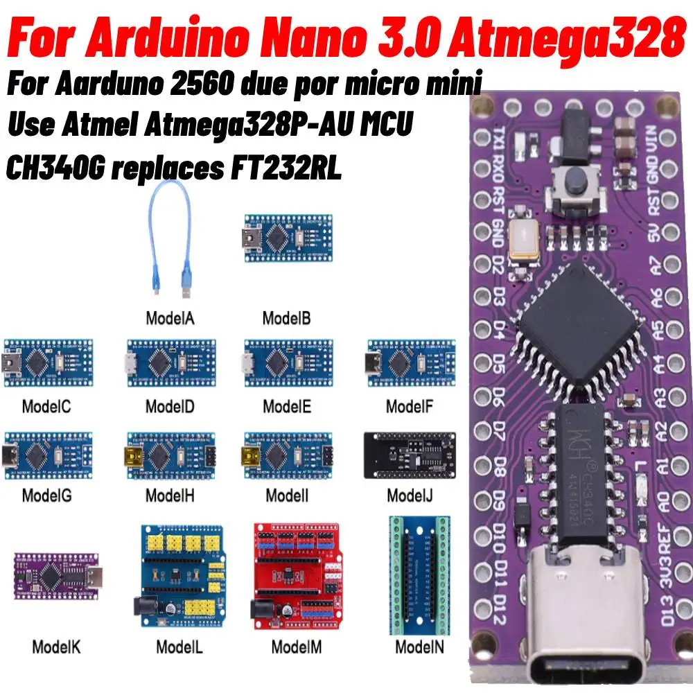 For-Arduino-CH340-USB-Driver-16Mhz-ATMEGA328P-Mini-Type-C-Micro-USB ...