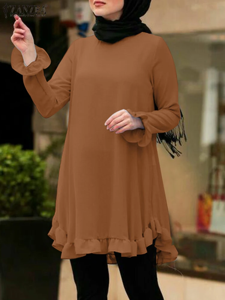 ZANZEA-Elegant-Women-Summer-Muslim-Tops-Casual-Islamic-Clothing-Long ...
