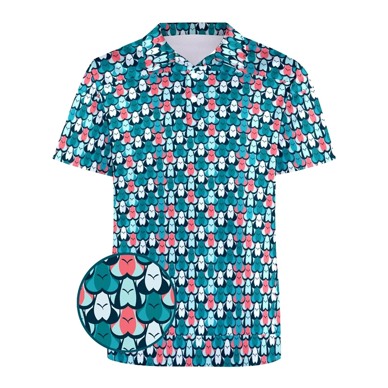 Funny Golf 3d Print Polo Shirt For Men Colorful Flower Short Sleeves T ...