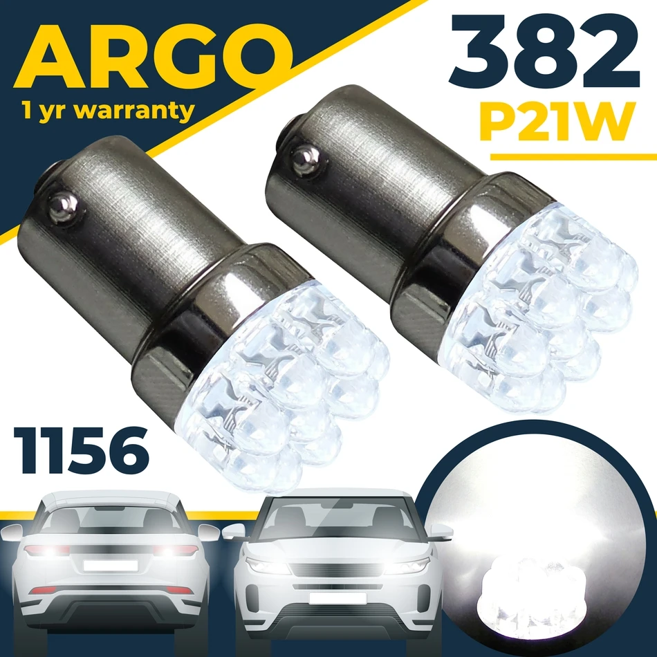 2PCS 1156 382 Ba15s Reverse Led White P21w Stop Tail Brake Fog Light ...