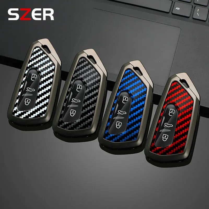 Metal-Carbon-Car-Key-Case-Cover-Shell-Fob-For-Volkswagen-VW-Golf-8-MK8 ...