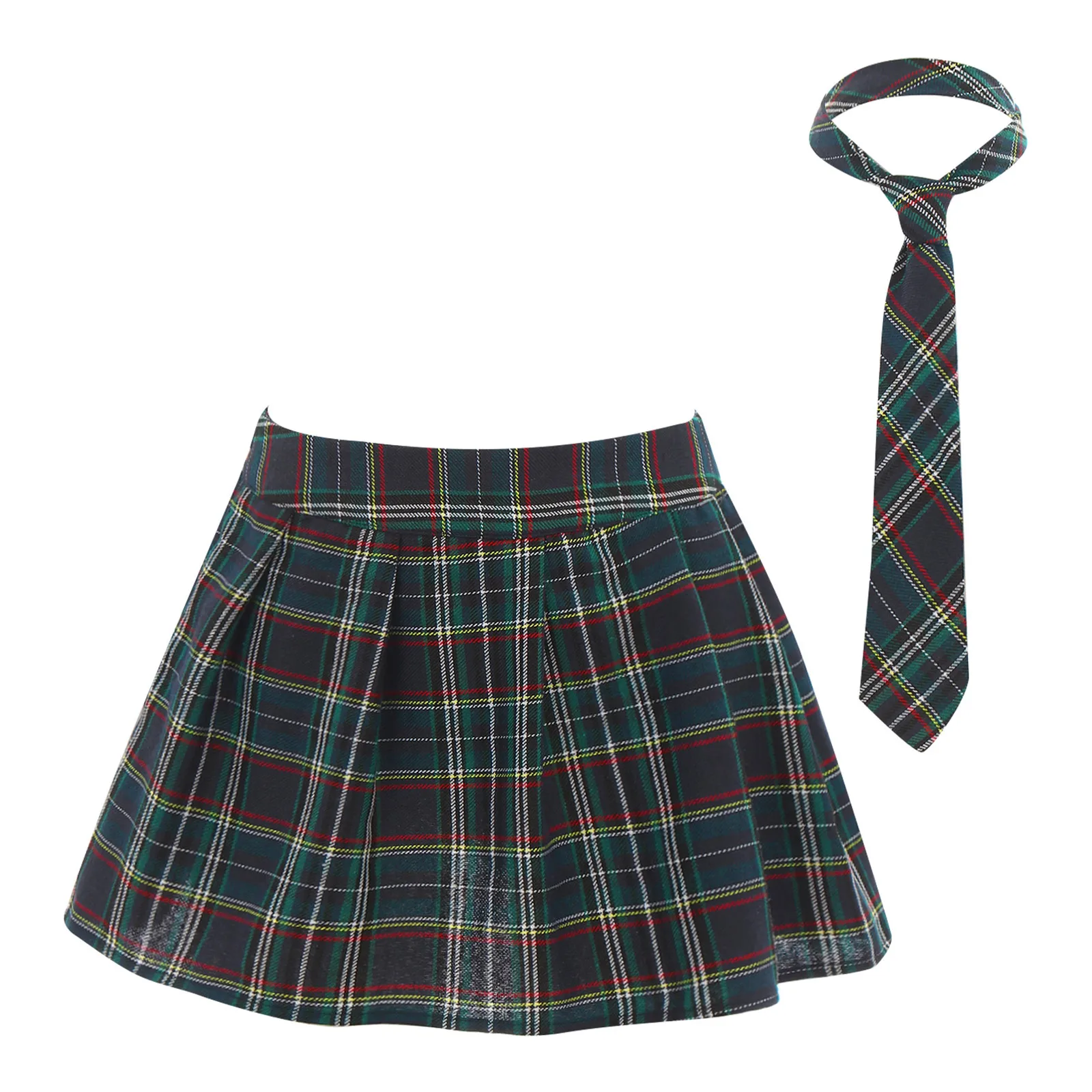 Women-Japanese-Schoolgirls-Role-Play-Uniforms-Zipper-Plaid-Pleated-Mini ...
