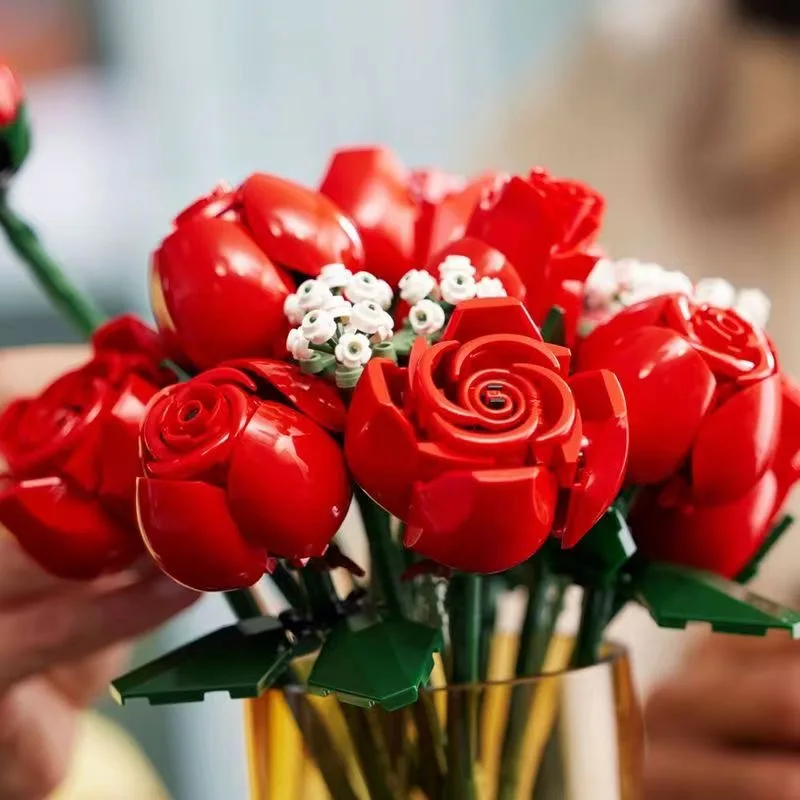 Ramo de flores ensamblado de rosas eternas Treingi 2024, bloques de ...