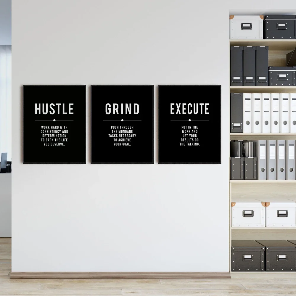 Artwork-Modern-Popular-Street-Art-Motivational-Hustle-Grind-Execute ...